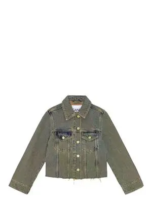 GANNI Raw-cut Hem Denim Jacket - Grey