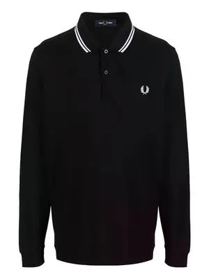 Fred Perry Logo-embroidered Cotton Polo Shirt - Black