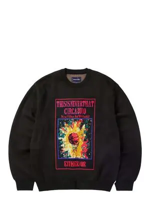 THISISNEVERTHAT Crew Neck Drop Shoulder Sweater - Black
