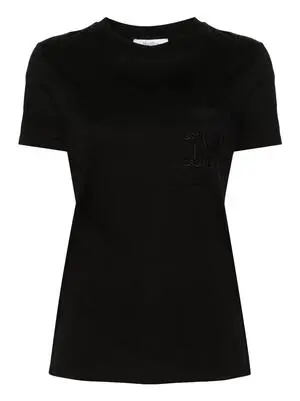 Max Mara Embroidered Logo Cotton T-shirt - Black