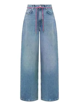 Moschino Wide-leg Denim Jeans With Drawstring Waist - Blue