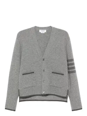 Thom Browne Milano Stitch Merino Wool V-neck Cardigan - Grey