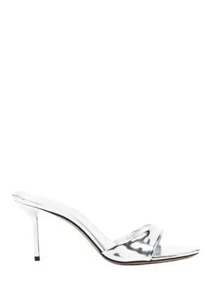 Paris Texas Lidia 70mm Leather Mules - Silver