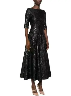 Talbot Runhof Floral Pattern Midi Dress - Black