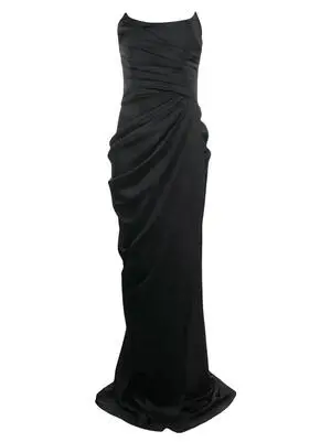 ANA RADU Ruched Corset-style Strapless Maxi Dress - Black