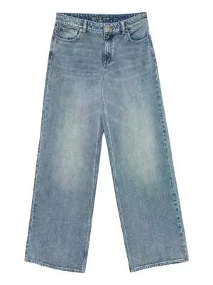 Michael Kors Indigo Washed Denim Wide Leg Jeans - Blue