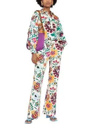 LA DOUBLEJ La DoubleJ Graphic Print Flared Trousers