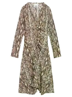 Isabel Marant Étoile Octavia Mini Dress Snakeskin Print Silk Blend - Neutrals