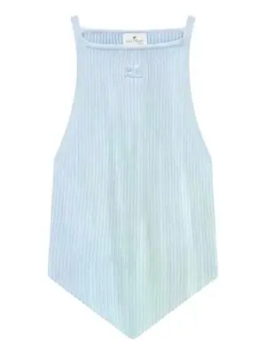 COURREGES Pointy Rib-Knit Tank Top Blue