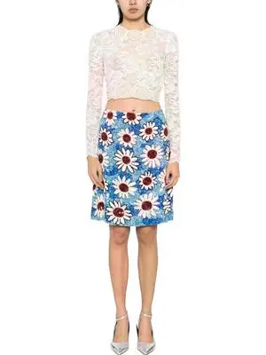 Ashish Sequin Floral Print Skirt - Blue