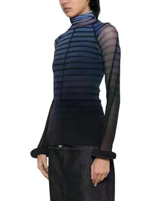 JEAN PAUL GAULTIER 3d Striped High Neck Top - Blue