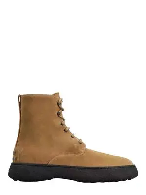 TOD'S Suede Ankle Boots With Lace-up Fastening - Neutrals