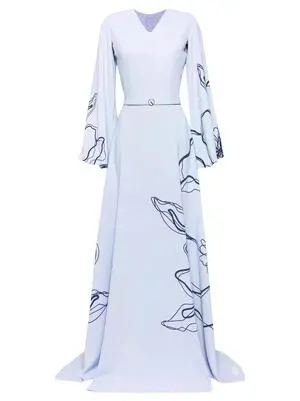 SAIID KOBEISY Floral Printed Long Sleeve Kaftan - Blue