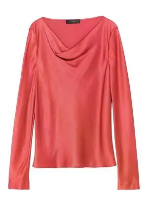 Alberta Ferretti Satin Cowl Neck Blouse - Pink