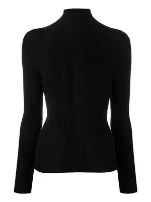 P.a.r.o.s.h Leila Ribbed Knit Mock Neck Jumper - Black