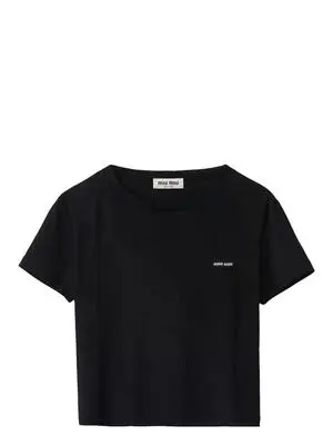 Miu Miu Ribbed Jersey T-shirt - Black