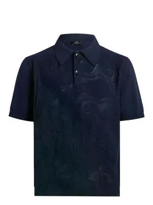 Etro Textured Knit Polo Shirt - Blue