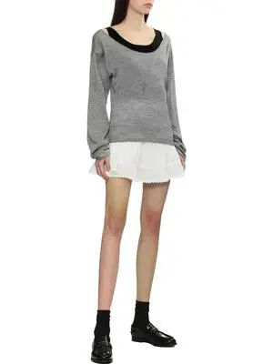 TOUT A COUP Layered Sweater With Round Neck And Long Sleeves - Grey