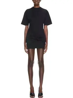 Off-White Cotton T-shirt Dress With Twist Detail - Black