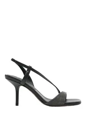 Brunello Cucinelli 95mm Monili-chain Leather Sandals - Silver
