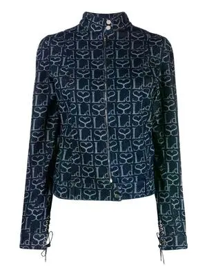 LUDOVIC DE SAINT SERNIN Monogram-print Denim Jacket - Blue