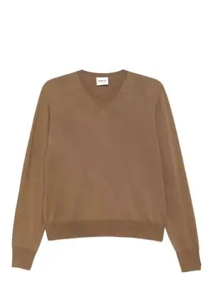 Khaite V-neck Fine Knit Sweater - Brown