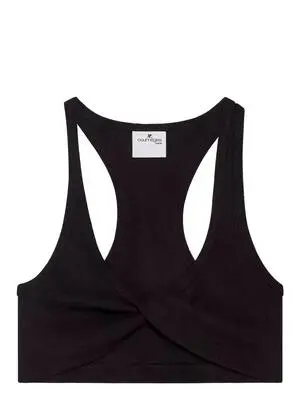 COURREGES Twist Detail Cropped Sleeveless Top - Black