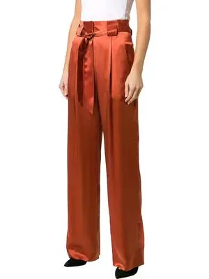 Michelle Mason High-waisted Pleated Silk Trousers - Red