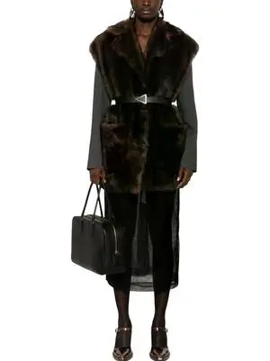 Prada Fur Gilet - Brown