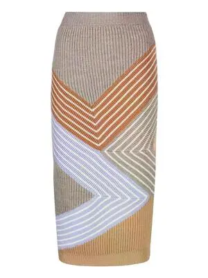 STELLA MCCARTNEY 3D Stripes Wool Midi Skirt