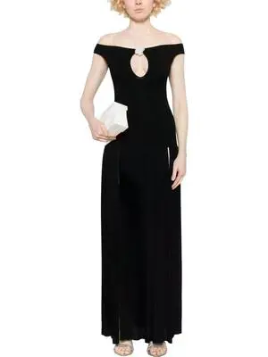 MANURI Maxi Dress With Floral Appliqué And Cut-out Detailing - Black