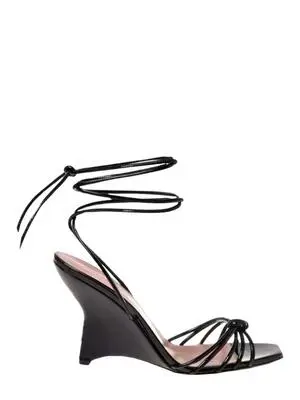 Philosophy Di Lorenzo Serafini Patent Leather Wedge Sandals - Black