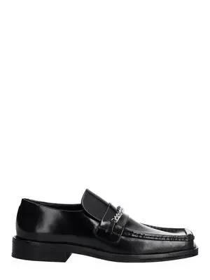 Martine Rose Leather Loafers With Chain Detail - Black