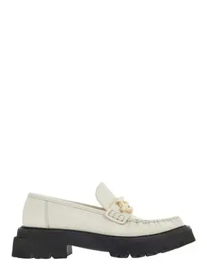 FERRAGAMO Gancini Plaque Leather Loafers - Neutrals