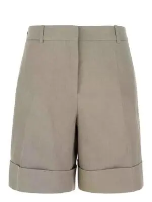 JIL SANDER Linen Shorts With Turn-up Hem - Grey