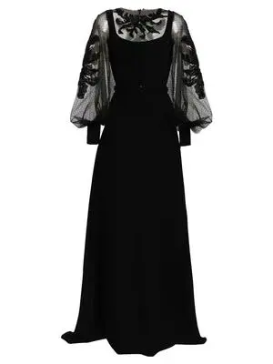 SAIID KOBEISY Beaded Crepe Maxi Dress - Black