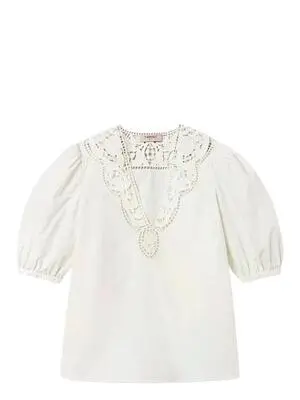 TWINSET Broderie Anglaise Blouse With Puff Sleeves - White