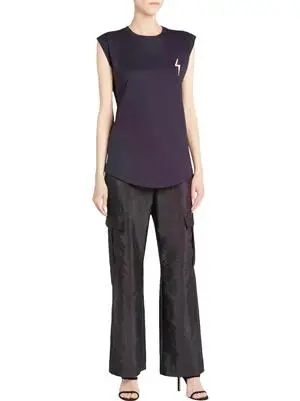 GIUSEPPE ZANOTTI Sleeveless Cotton Tank Top With Logo Embroidery - Black