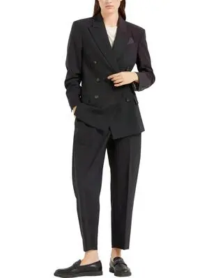 Brunello Cucinelli Double-breasted Virgin Wool-blend Blazer - Grey