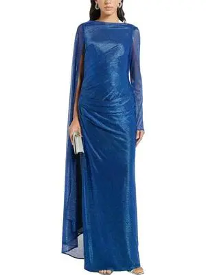 Talbot Runhof Metallic Draped Gown - Blue