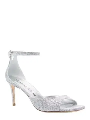 STUART WEITZMAN Nudistia 85mm Rhinestone Embellished Ankle Strap Sandals - Silver