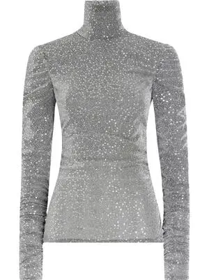 Dolce & Gabbana Sequinned High Neck Top - Silver