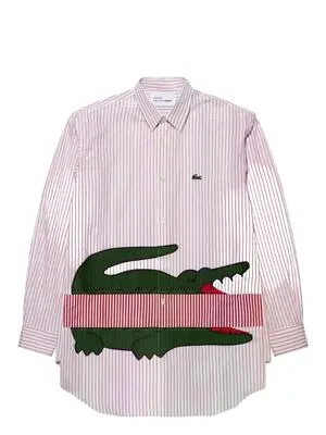 Comme Des Garçons Crocodile-print Pinstriped Shirt Red