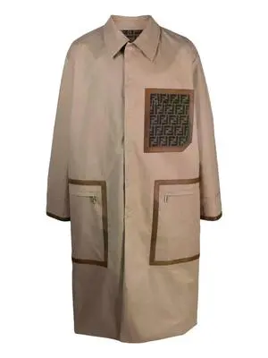 Fendi Mid-length Trench Coat With Ff-pattern Print - Neutrals