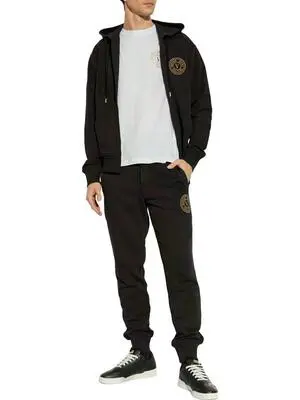 Versace Logo-embroidered Hoodie - Black