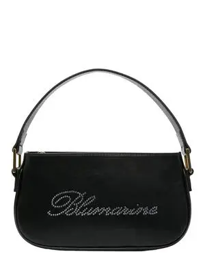 Blumarine Blumarine Rhinestone Logo Shoulder Bag Black