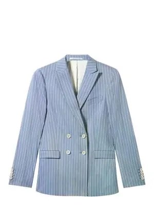 Brooks Brothers Pinstriped Linen-blend Blazer - Blue