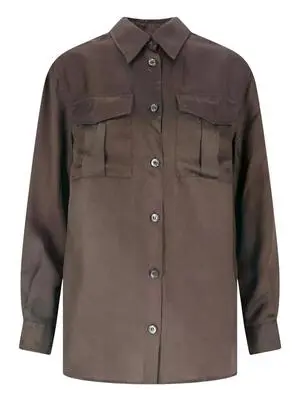 Aspesi Long Sleeve Shirt With Classic Lapels And Chest Flap Pockets - Brown