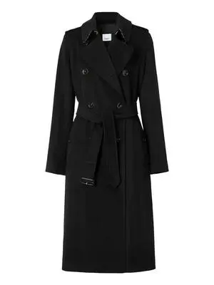 Burberry Kensington Cashmere Trench Coat - Black
