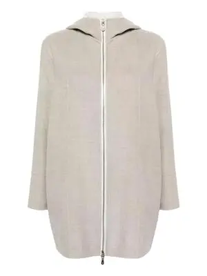 Eleventy Hooded Wool Jacket - Neutrals